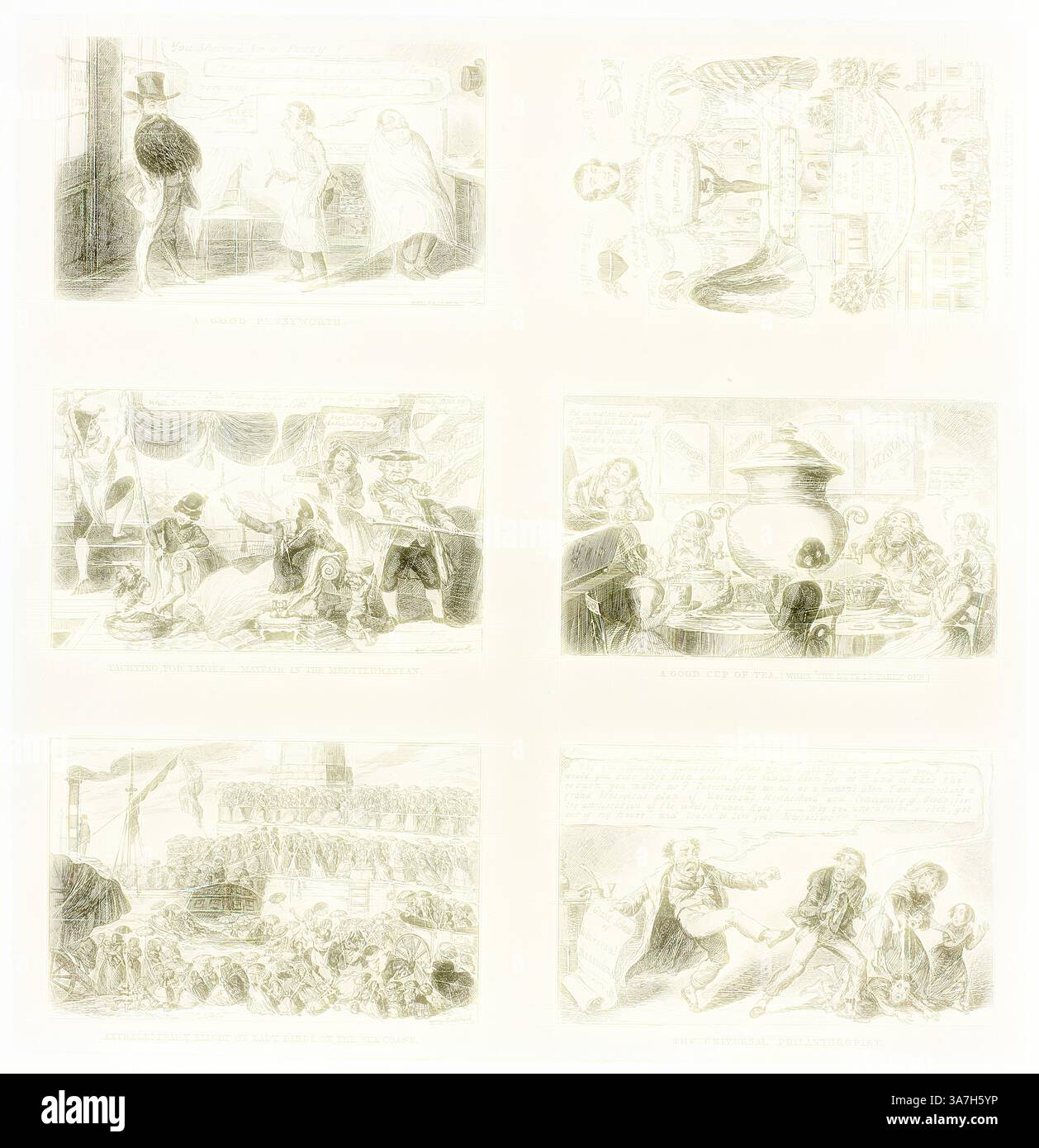 A collection of illustrated scenes depicting various situations ...