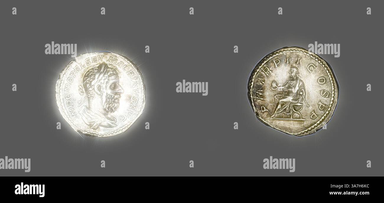 A pair of ancient coins featuring intricate designs on each side ...