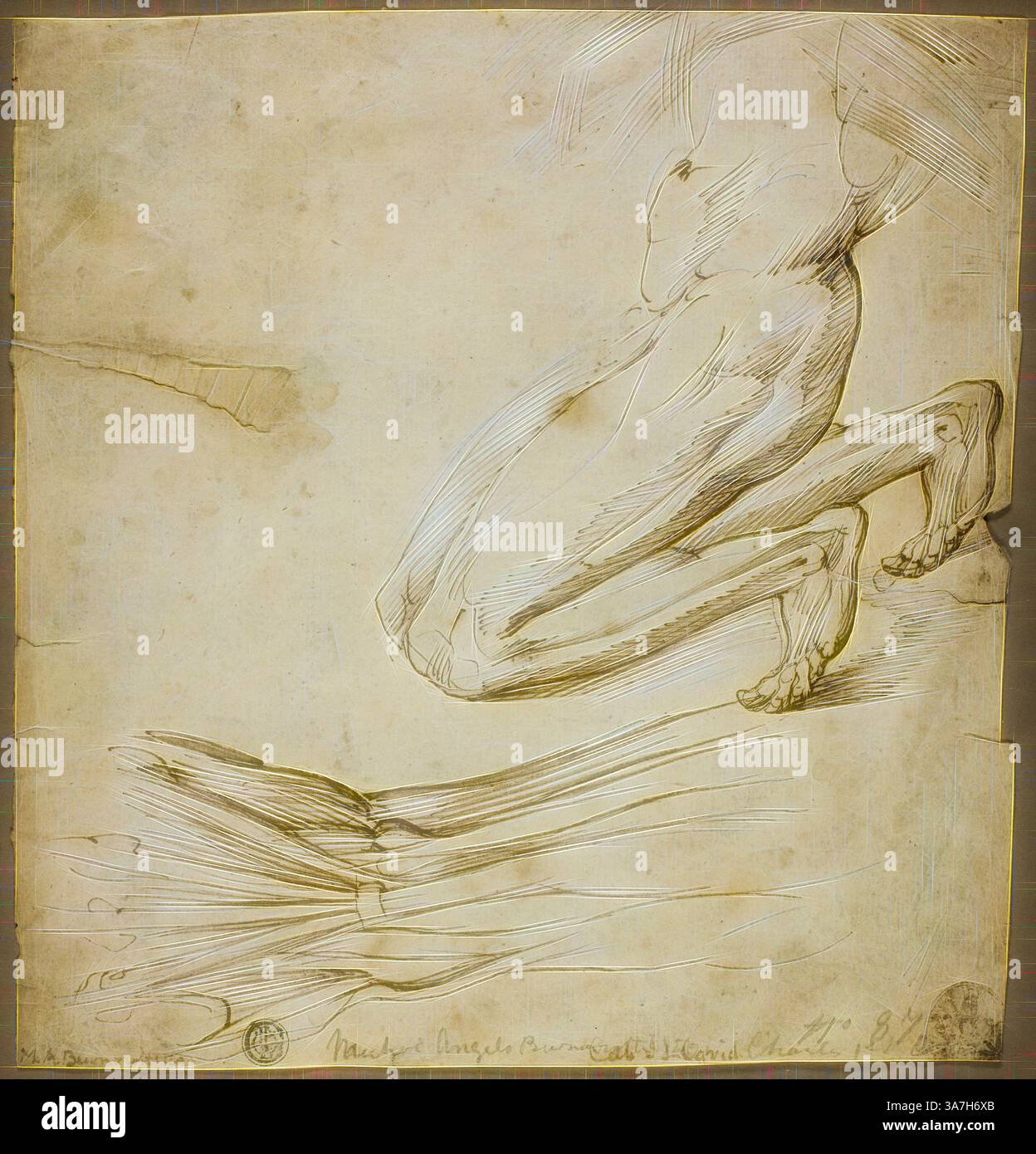 A detailed sketch of a crouching figure, showcasing the human form with ...