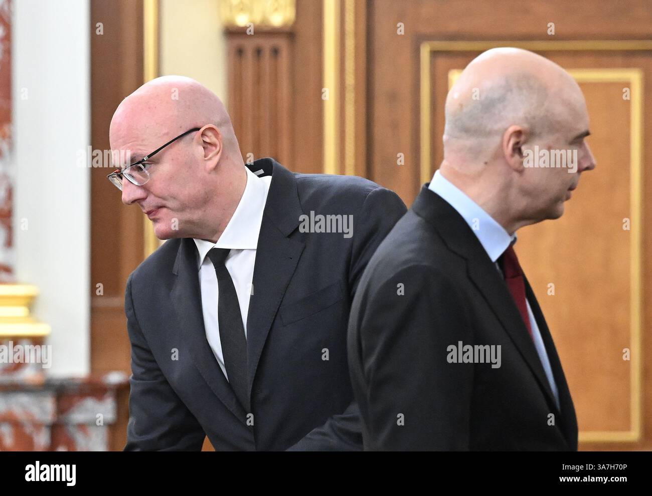 Moscow, Russia. 27th Mar, 2025. Deputy Prime Minister of Russia Dmitry Chernyshenko (left) and ...