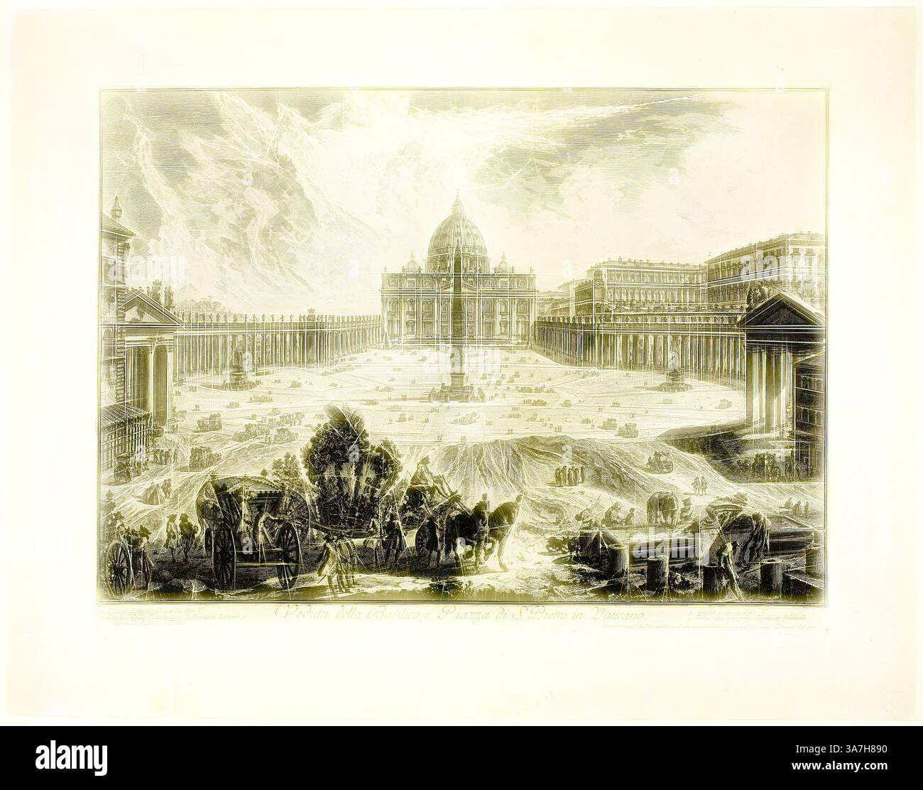 A detailed depiction of a grand architectural landscape, featuring an ...