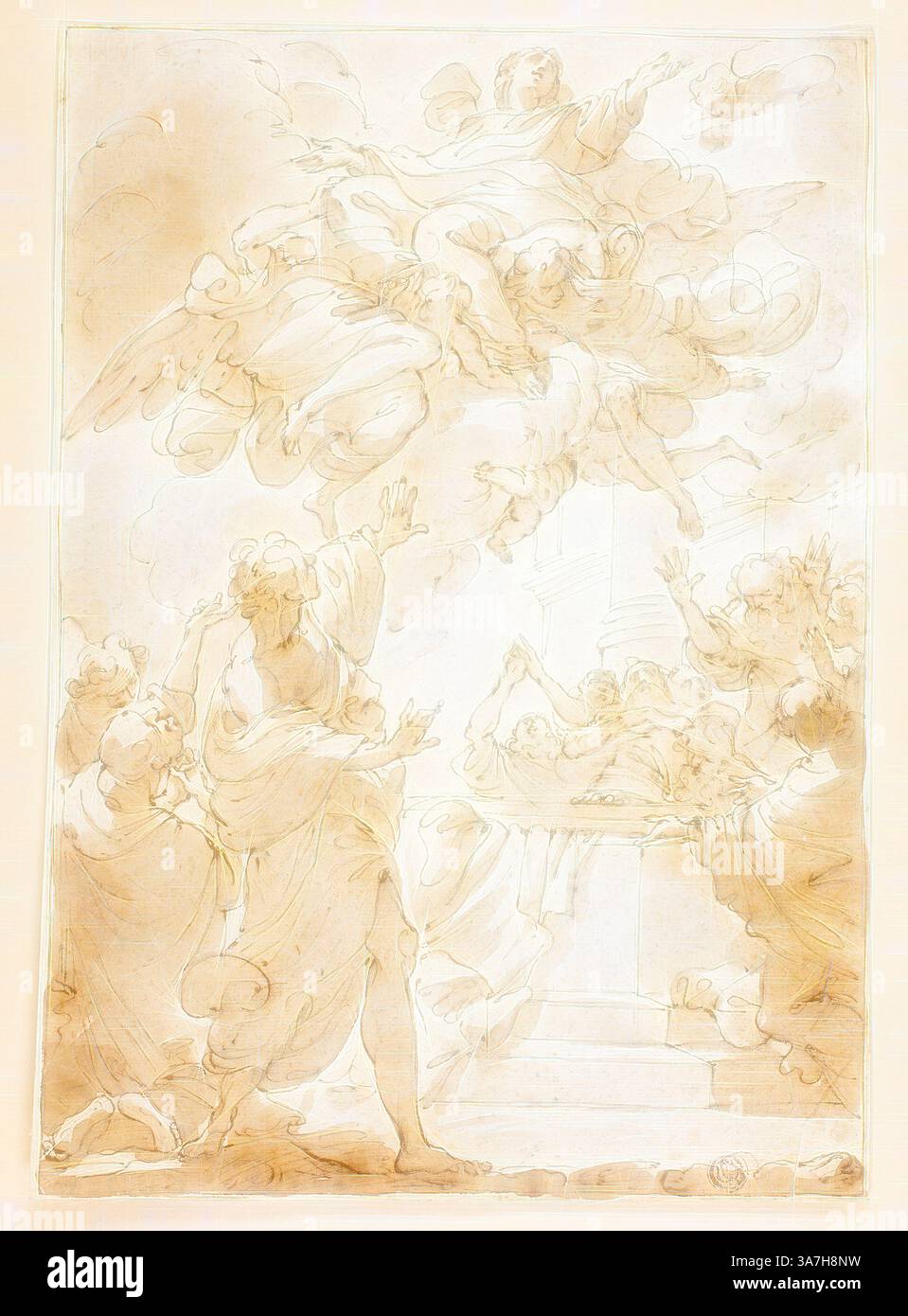 A celestial scene depicts figures in flowing garments, with angels ...