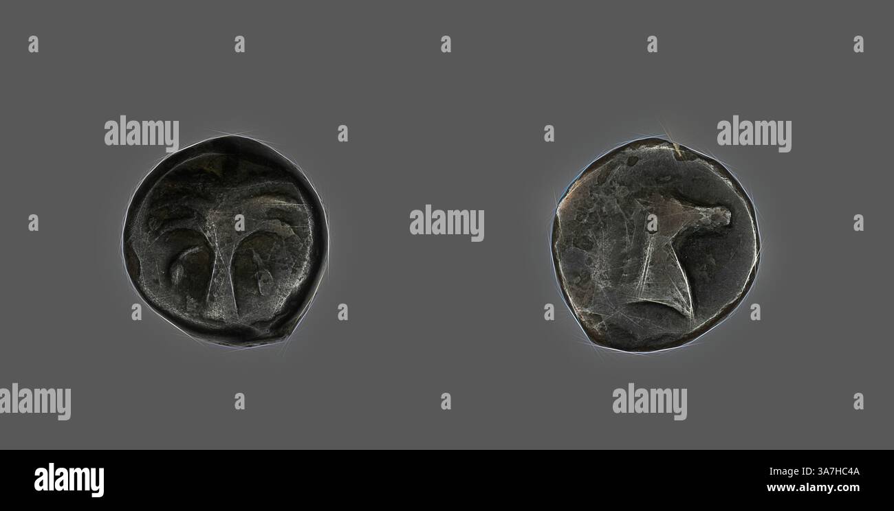 A pair of ancient coins features intriguing designs, with one side ...