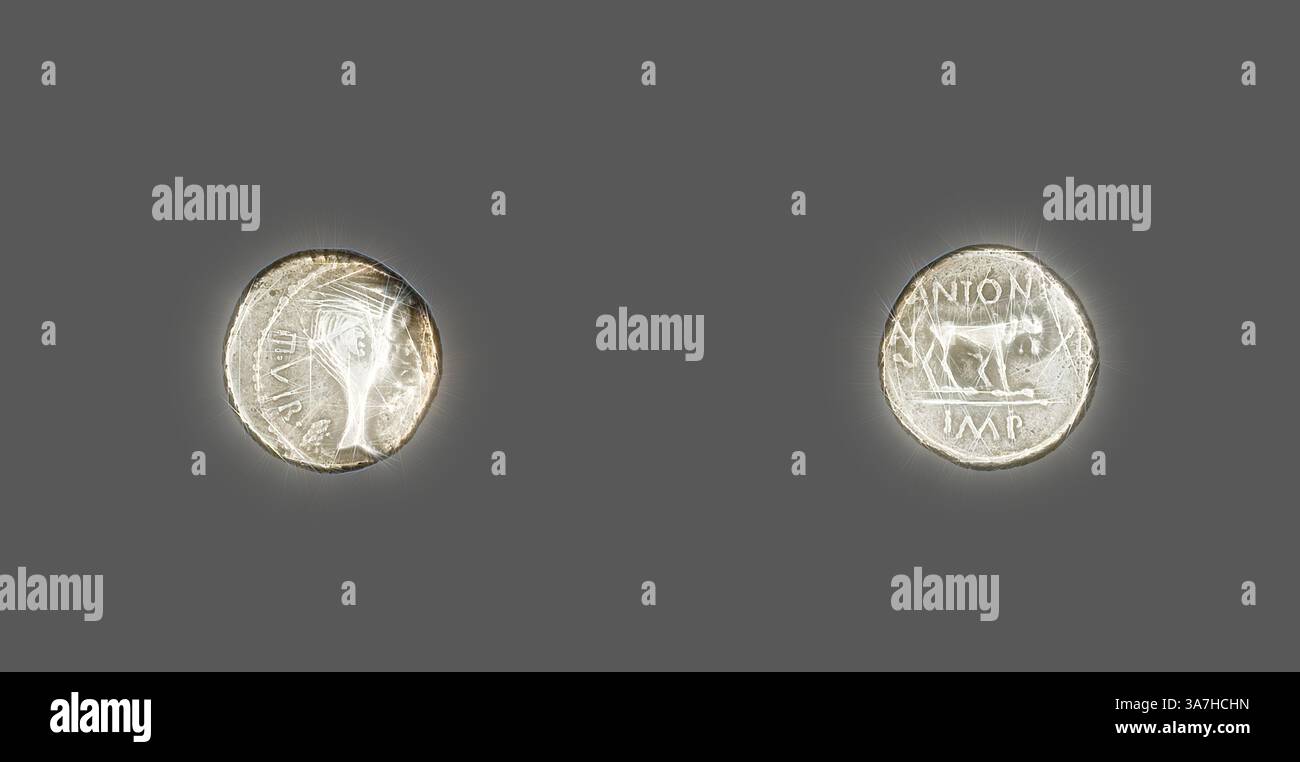 Two ancient coins are positioned side by side, showcasing intricate ...