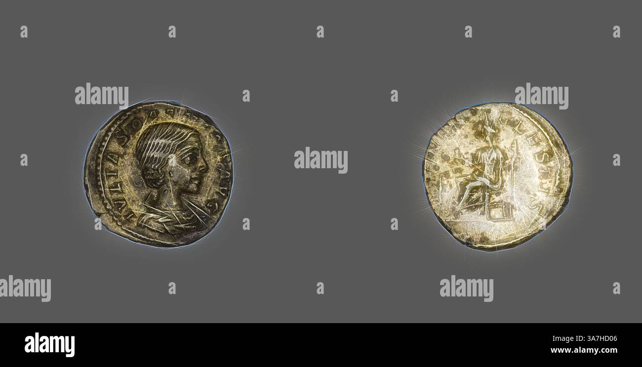 Two ancient coins are displayed side by side. One features a profile of ...