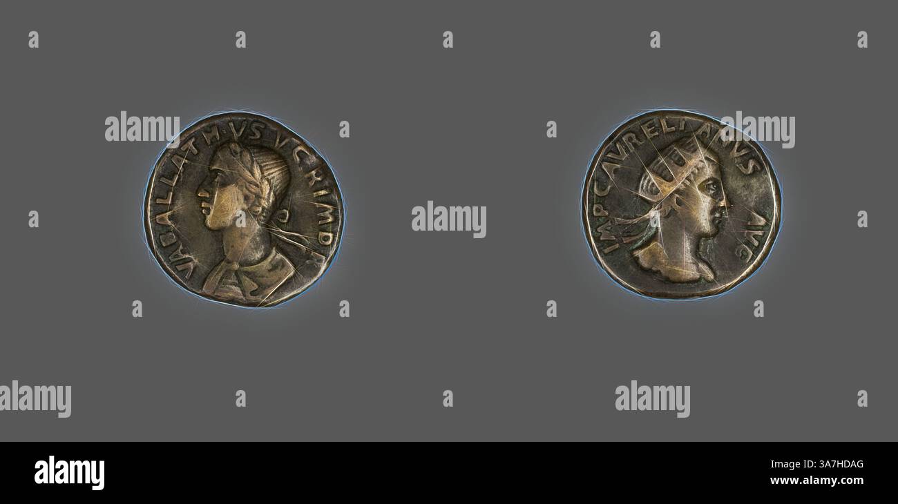 Two ancient coins displayed side by side, each featuring detailed ...