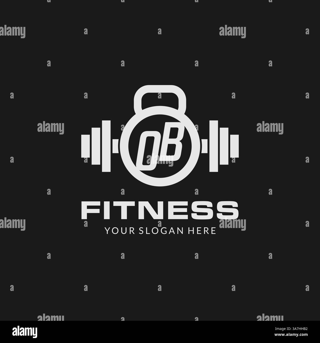 Initial OB fitness logo with creative kettlebell icon design style ...