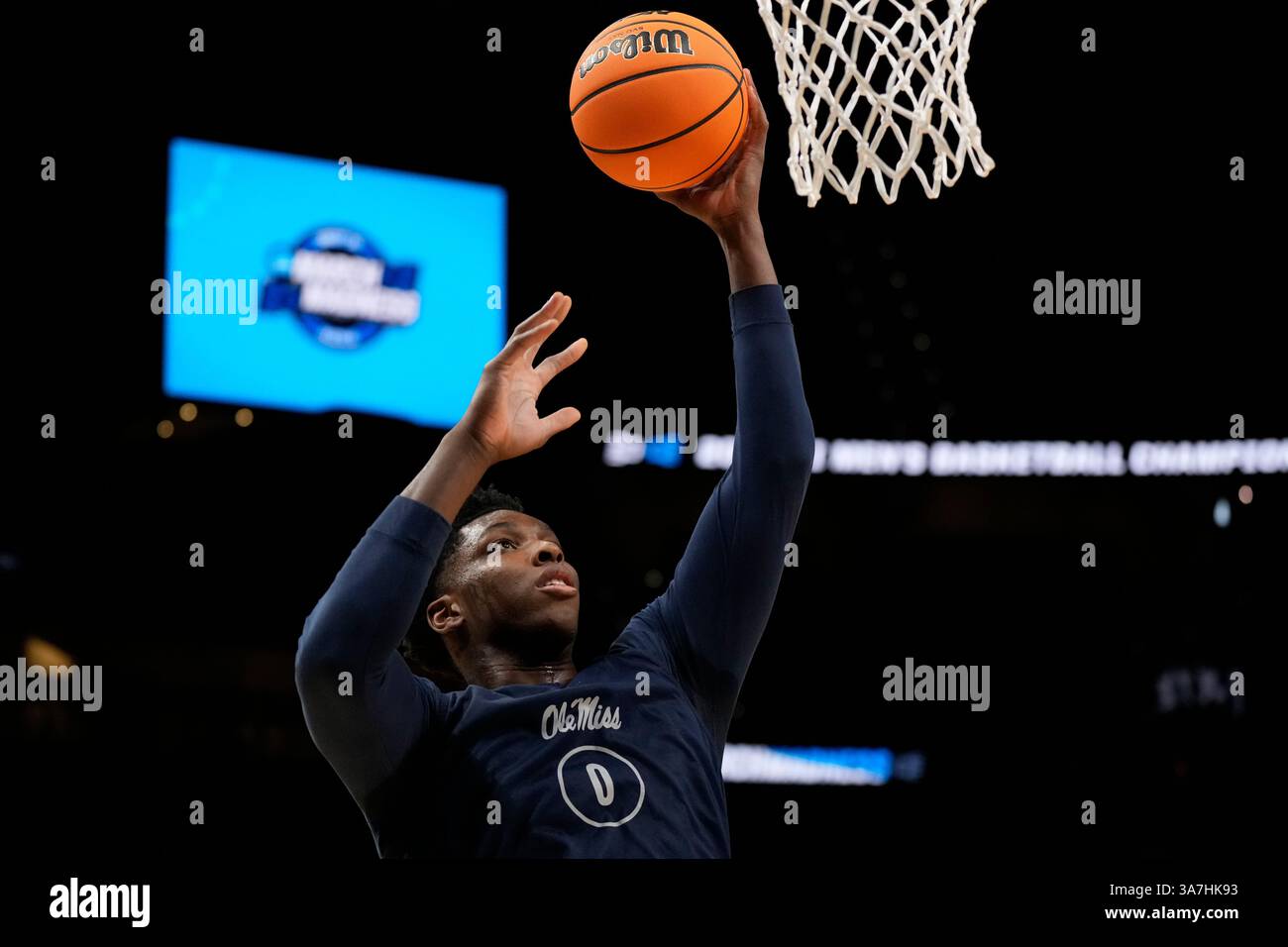 Mississippi forward Malik Dia (0) shoots the ball during practice ...