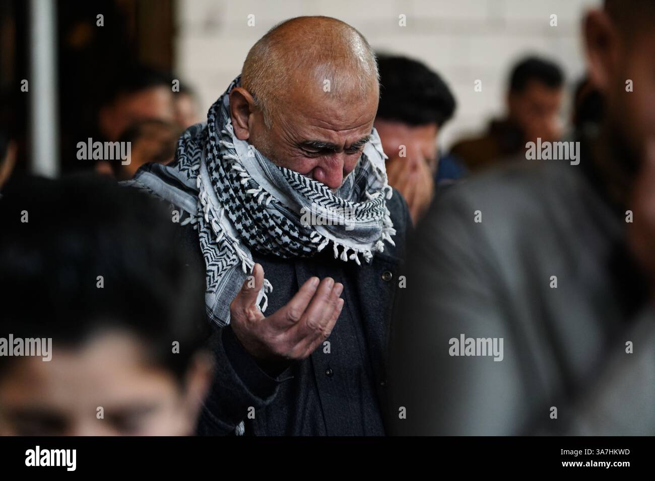 March 27, 2025, Mosul, Nineveh, Iraq: A Sunni Muslim man cries during ...