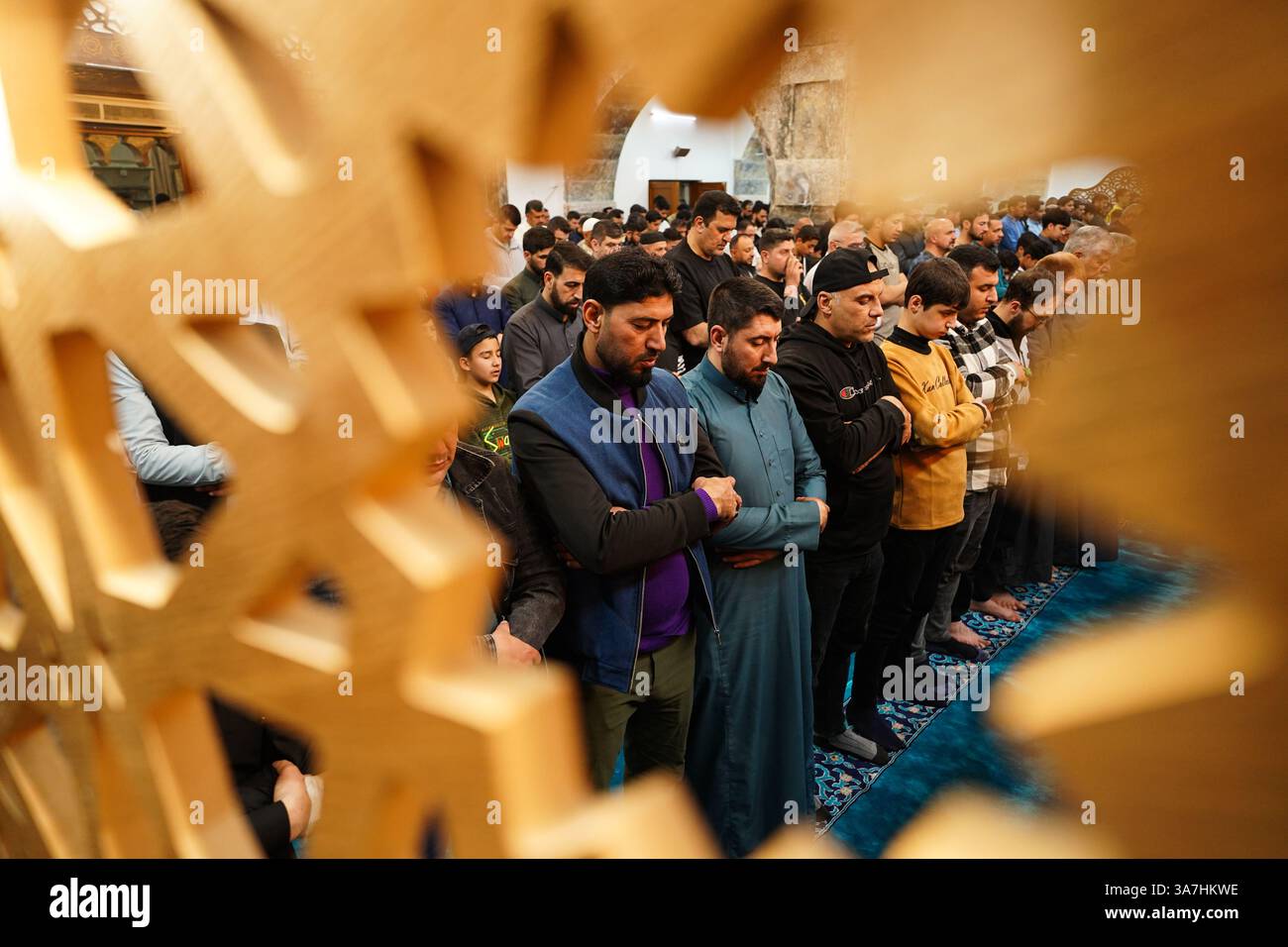March 27, 2025, Mosul, Nineveh, Iraq: Sunni Muslims pray at al-Basha ...