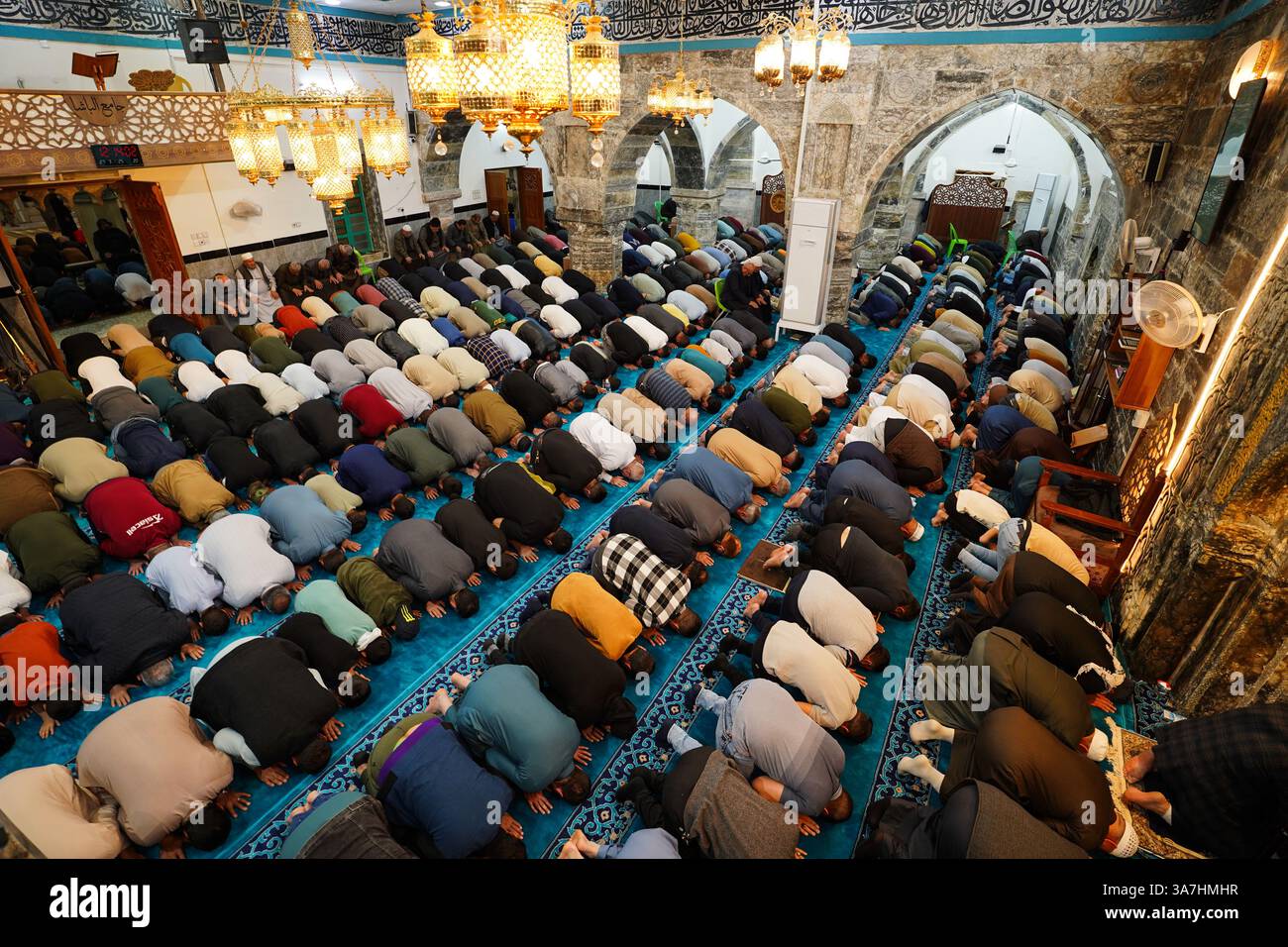 March 27, 2025, Mosul, Nineveh, Iraq: Sunni Muslims pray at al-Basha ...