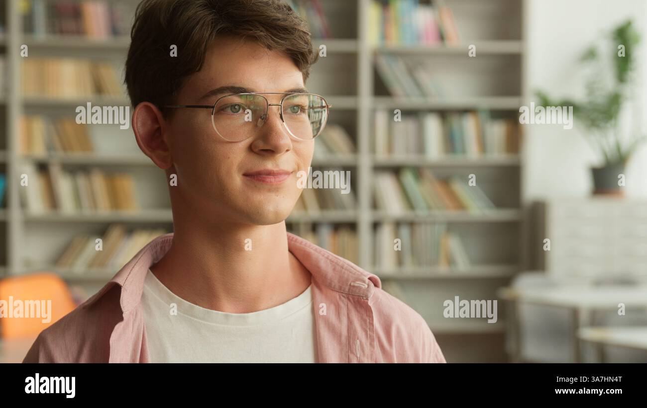 Portrait smiling happy positive Caucasian teen boy student guy male ...