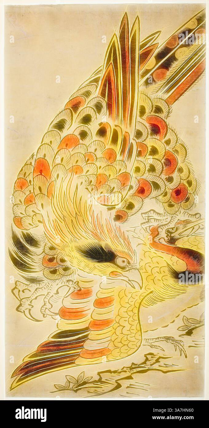 Featuring elaborate feather patterns in shades of red hi-res stock ...