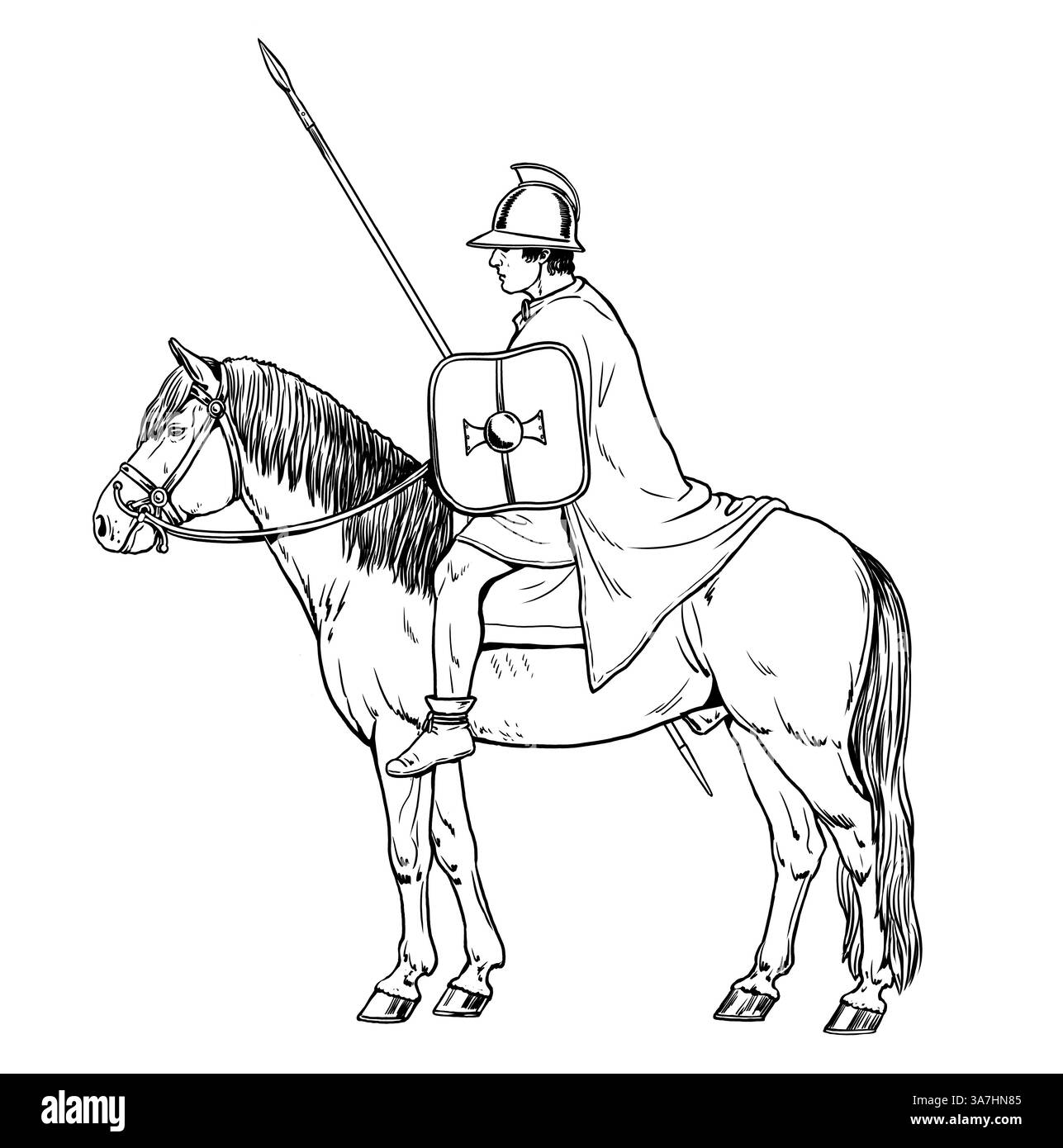 The Ptolemaic cavalry. Ancient Greek horseman. Historical drawing Stock ...