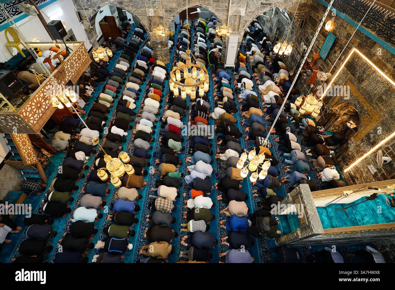 March 27, 2025, Mosul, Nineveh, Iraq: Sunni Muslims pray at al-Basha ...