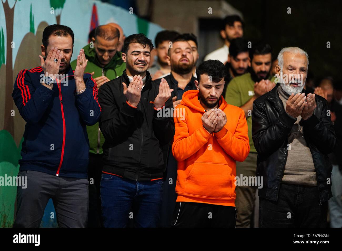 March 27, 2025, Mosul, Nineveh, Iraq: Sunni Muslims cry during prayers ...