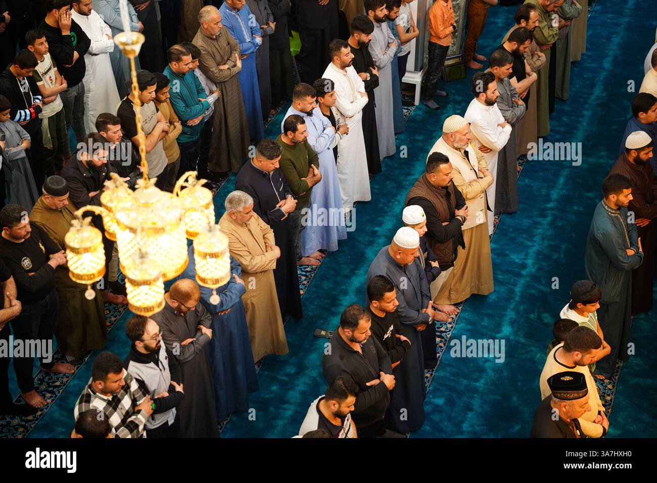 March 27, 2025, Mosul, Nineveh, Iraq: Sunni Muslims pray at al-Basha ...