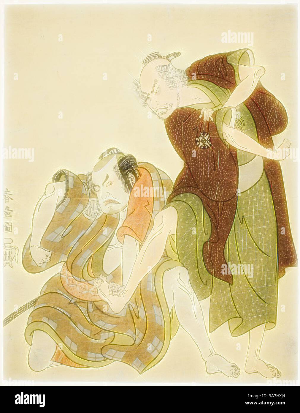 Two powerful figures engage in a dynamic confrontation, displaying ...