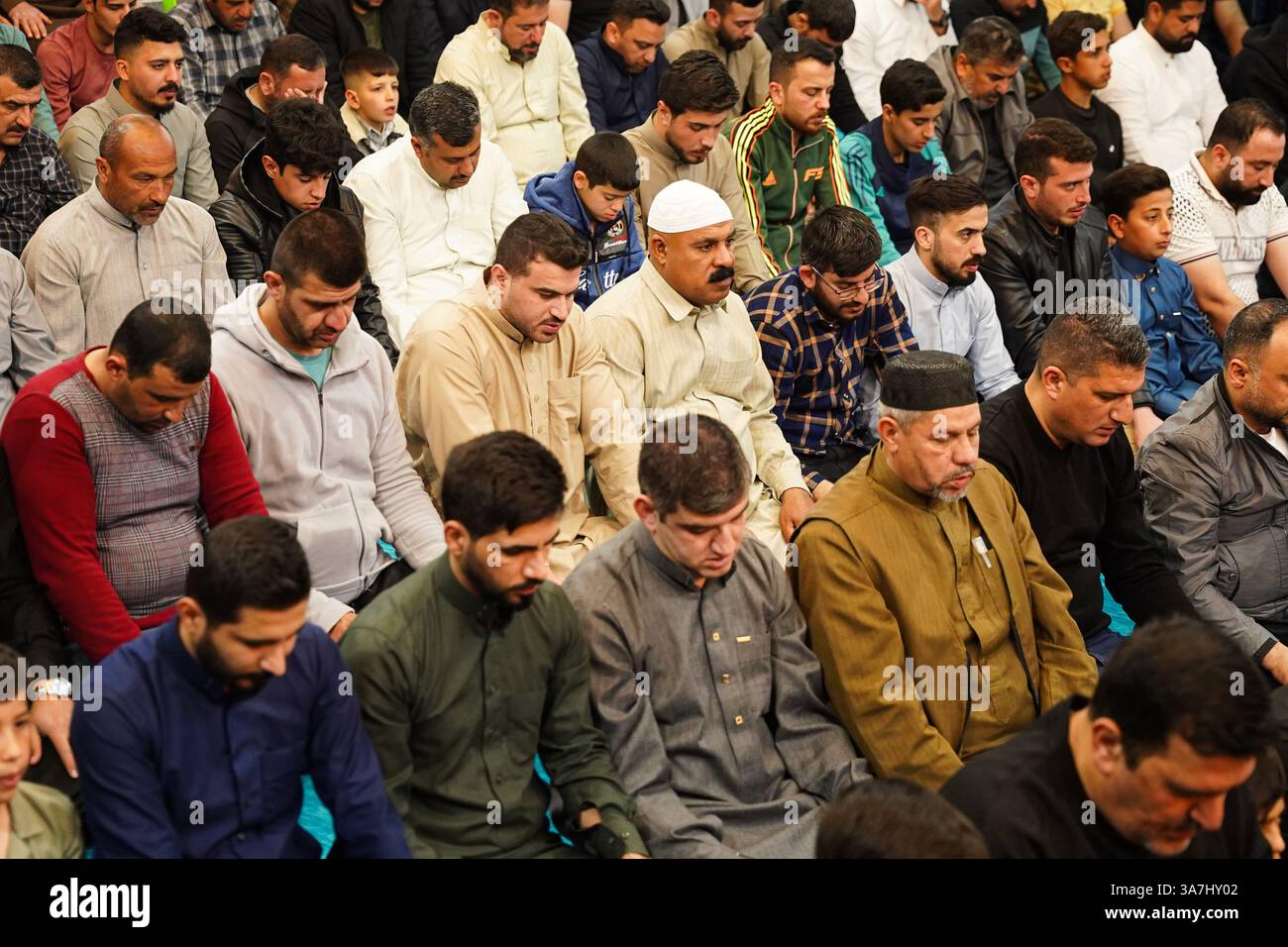 March 27, 2025, Mosul, Nineveh, Iraq: Sunni Muslims pray at al-Basha ...