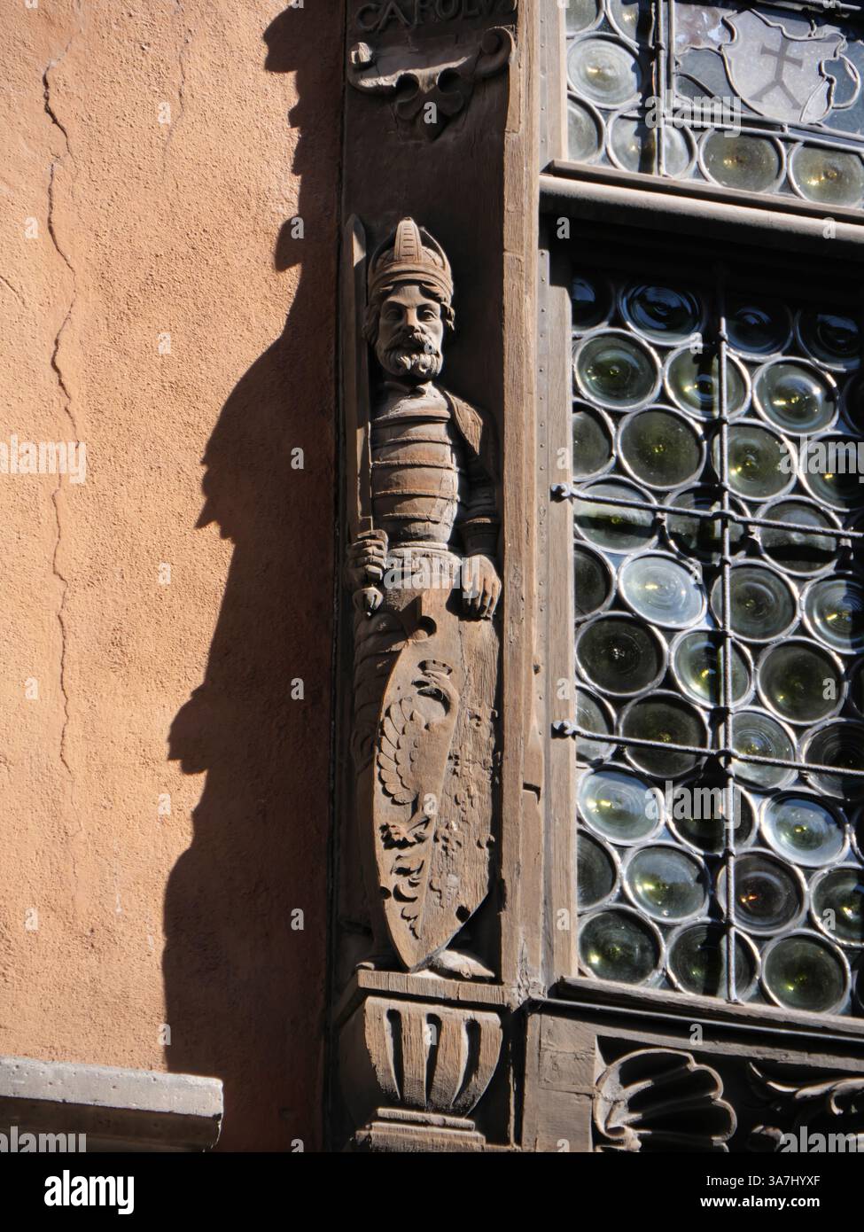 Detail with carved statues on the Kammerzell house in Strasbourg, one ...