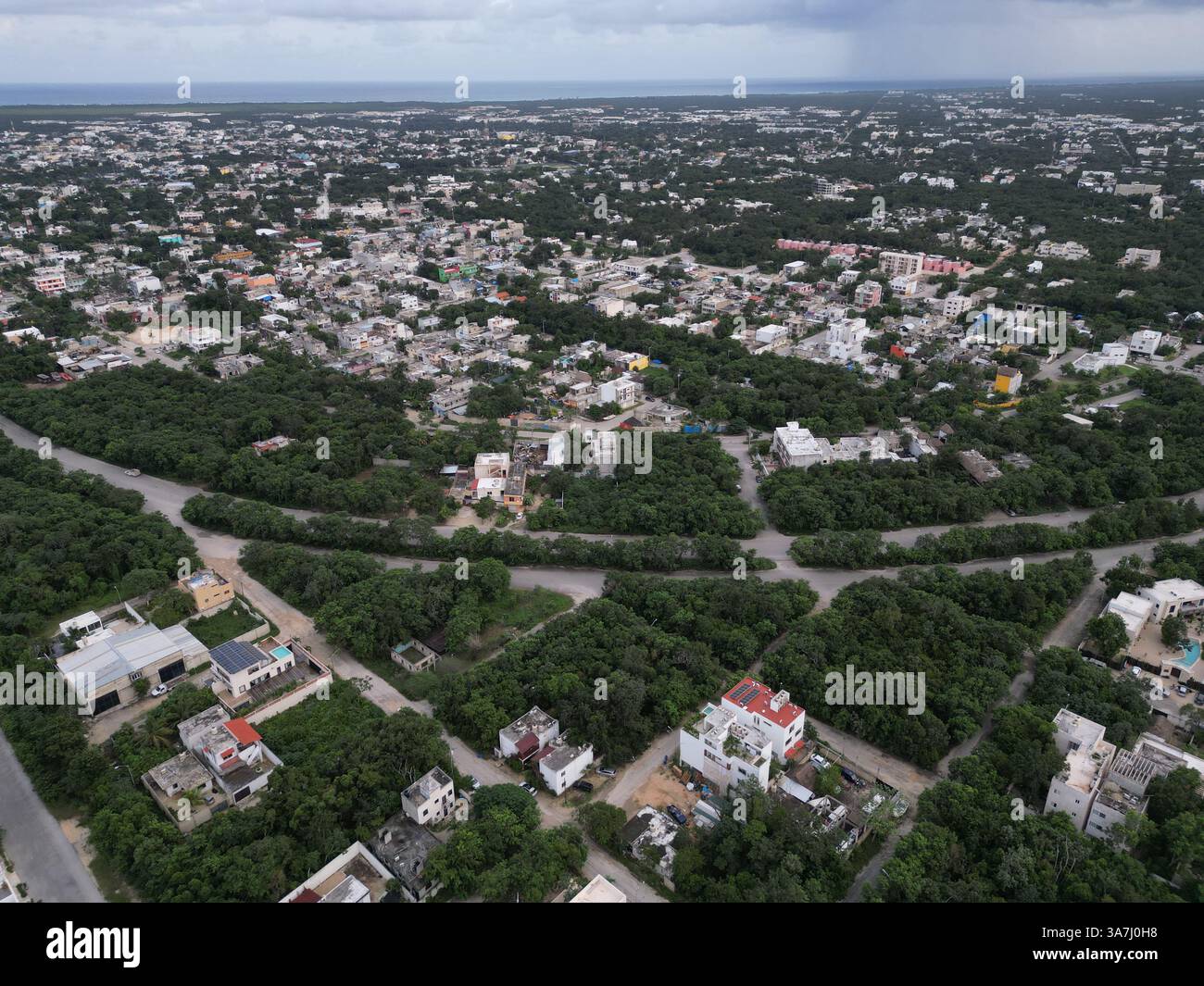 town of tulum aerial cityscape with drone yucatan mexico Stock Photo ...