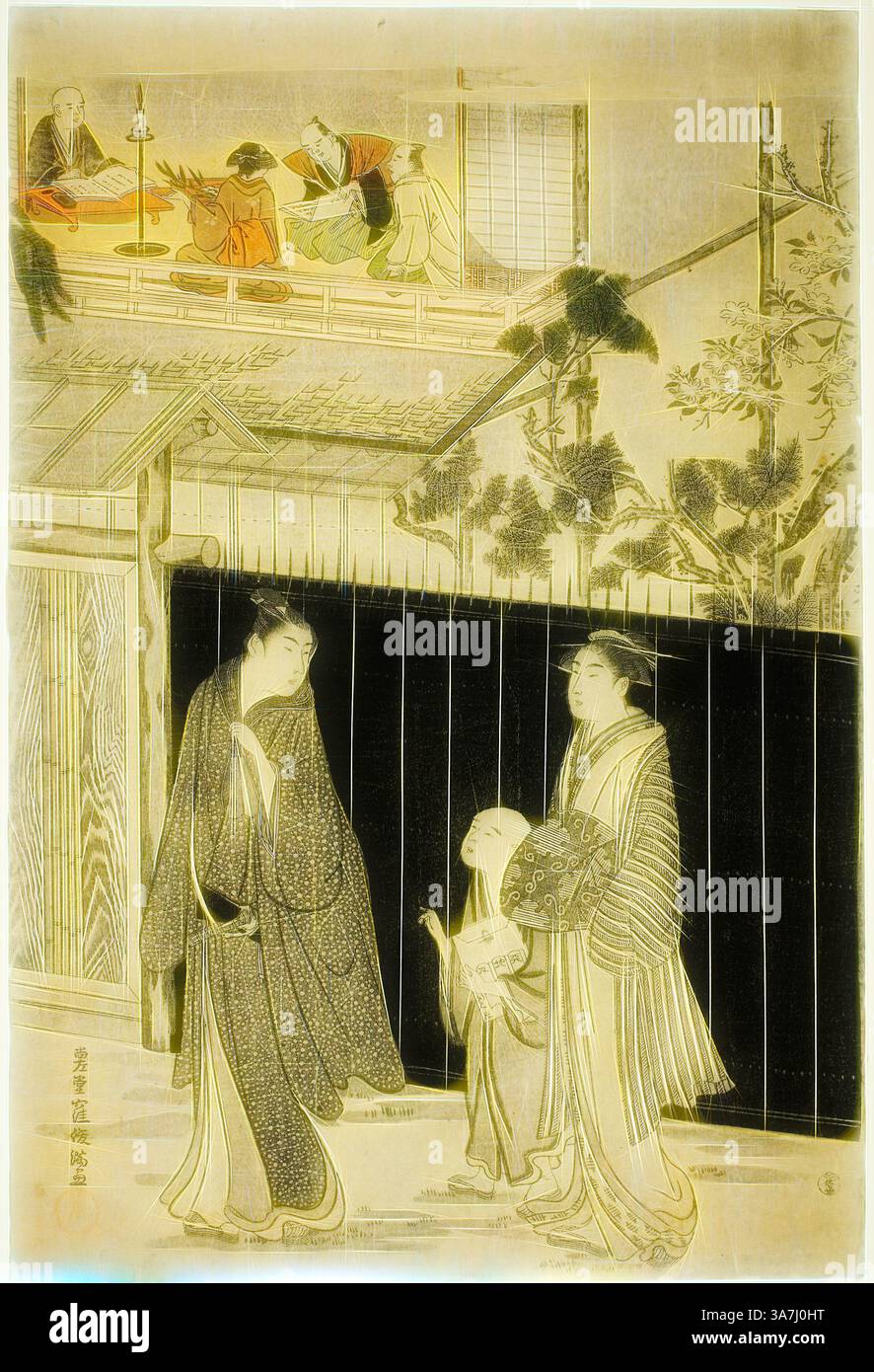 Traditional scene depicts two elegantly hi-res stock photography and ...