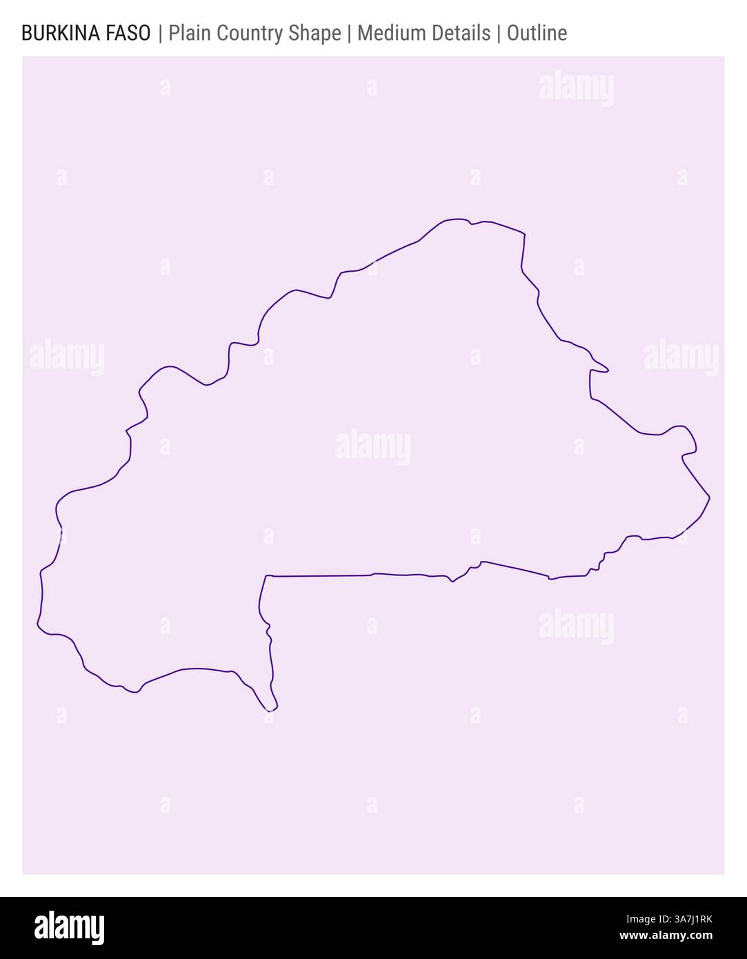 Burkina Faso plain country map. Medium details. Outline style. Shape of Burkina Faso. Vector ...