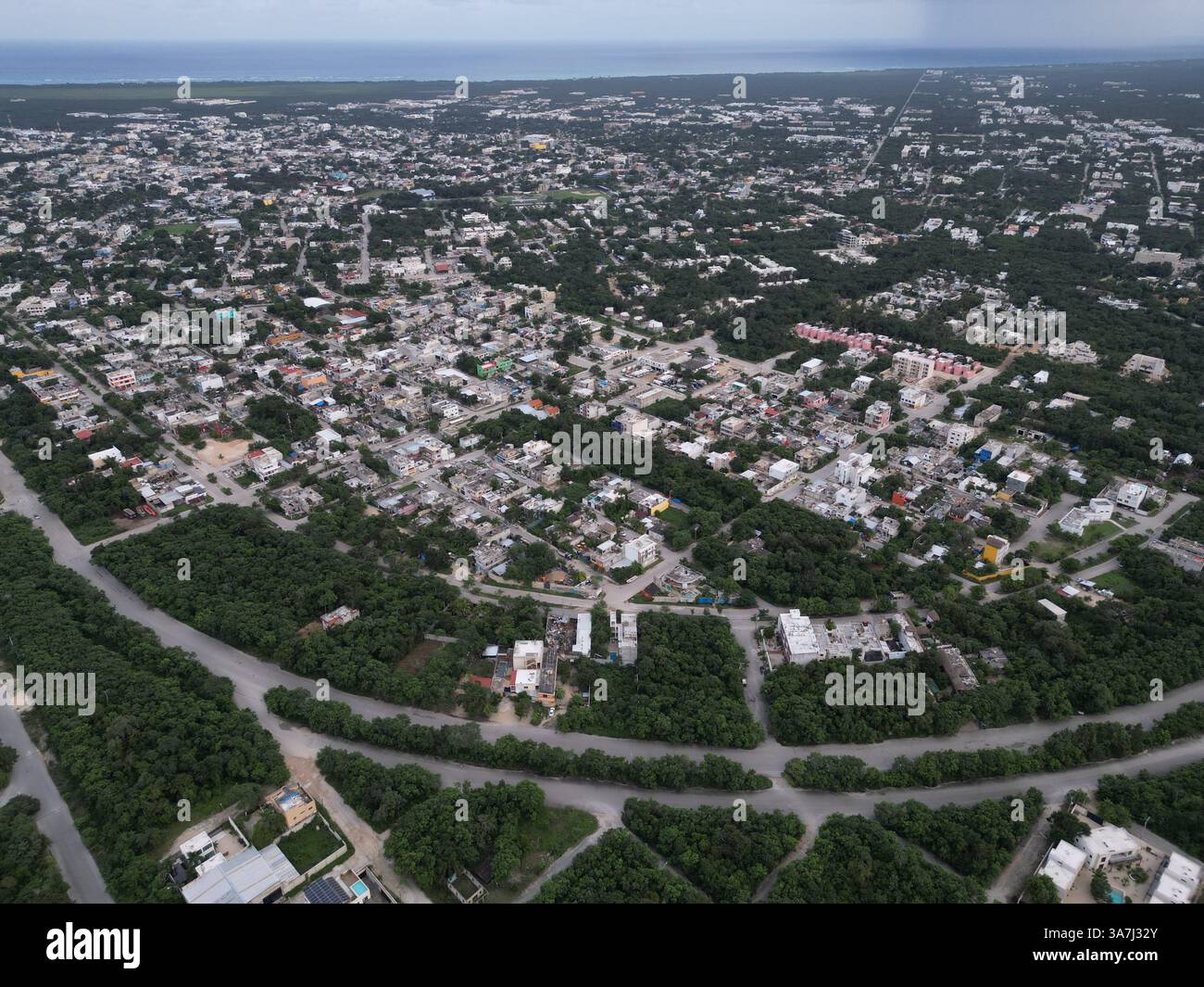 town of tulum aerial cityscape with drone yucatan mexico Stock Photo ...