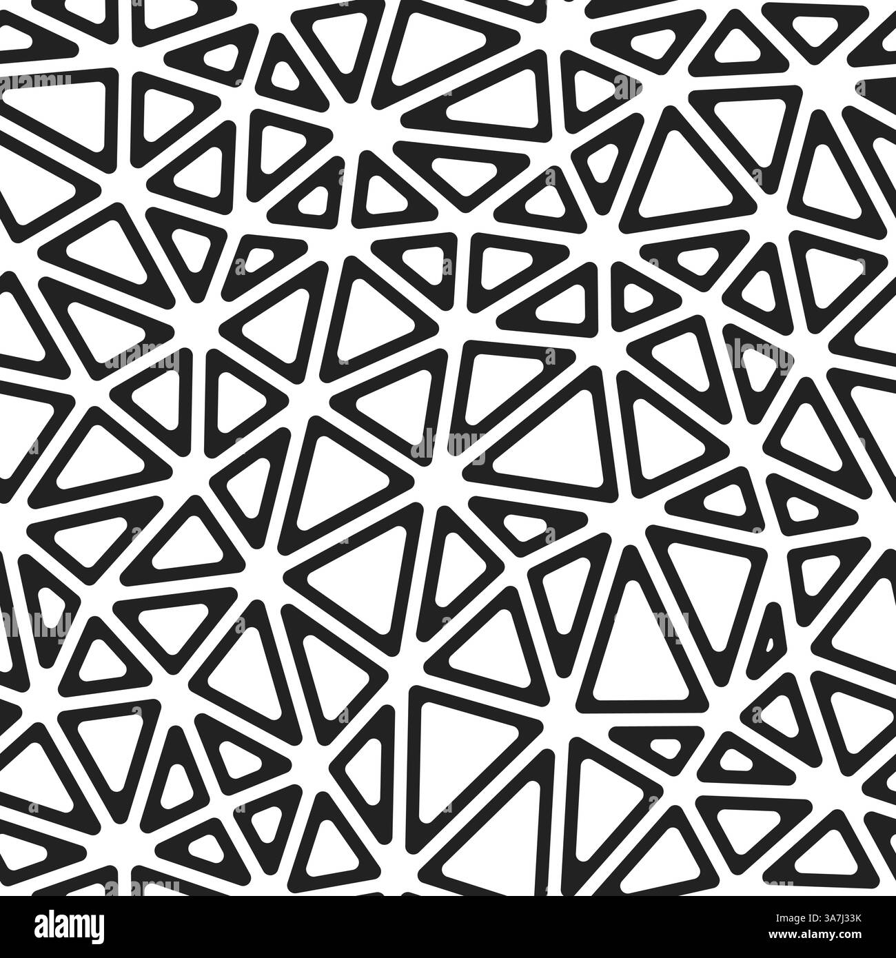 Minimal geometric background. Medium triangles size. Black and white style. Rounded triangular ...