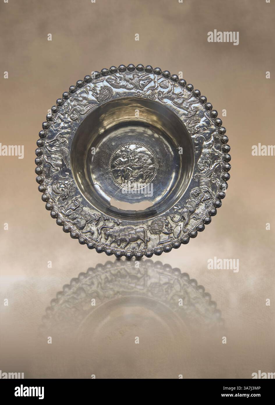 Mildenhall Roman treasure trove: Silver flanged bowl with beaded rim ...