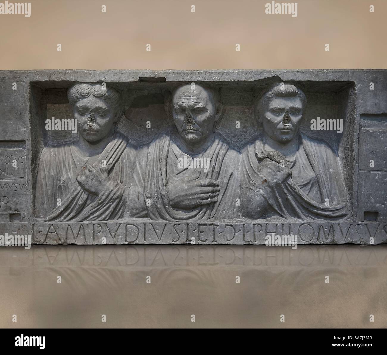 Roman funerary relief of Lucius Ampudius Philamusus, freedman of Lucius ...