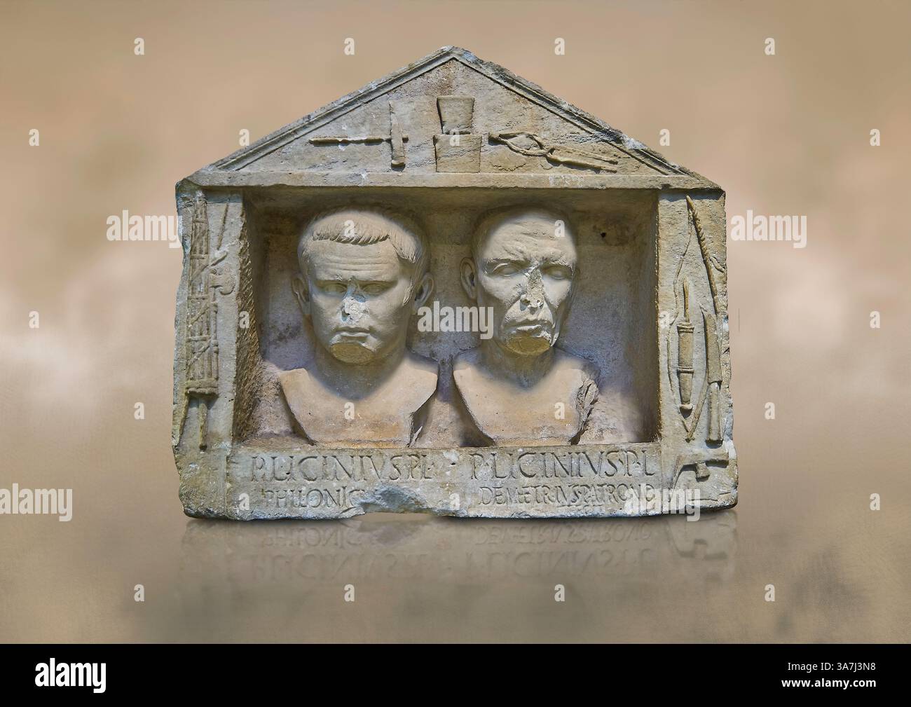 Roman funerary relief portraits of Publius Licinius Philonicus and ...