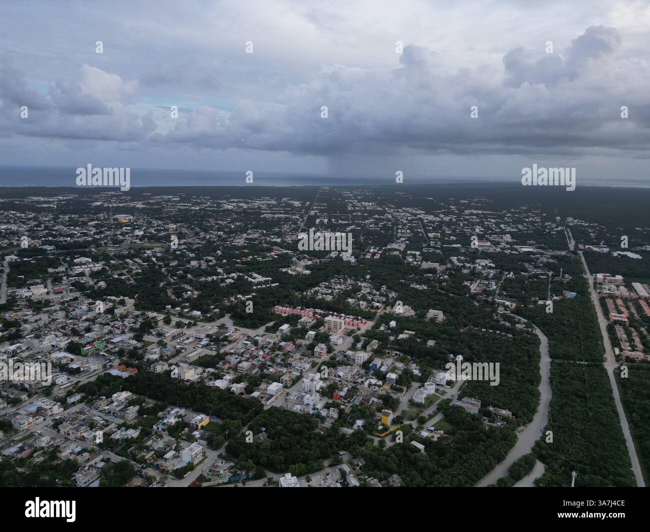 town of tulum aerial cityscape with drone yucatan mexico Stock Photo ...