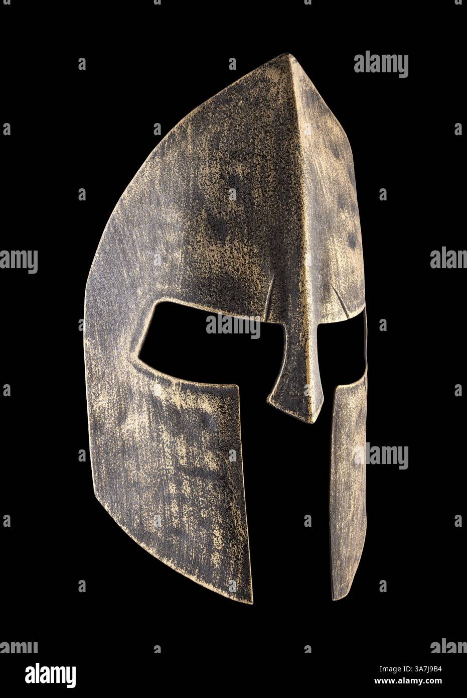 Ancient iron spartan helmet isolated on black background with clipping ...