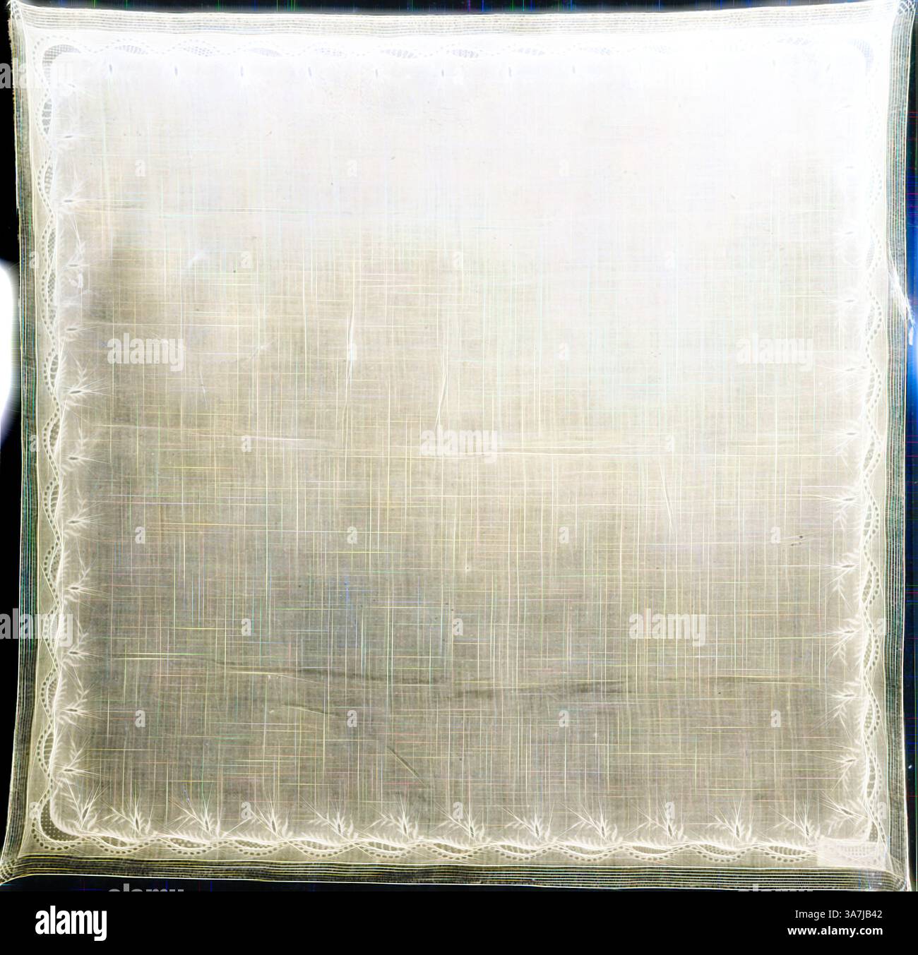 A delicate piece of fabric featuring intricate embroidery along the ...