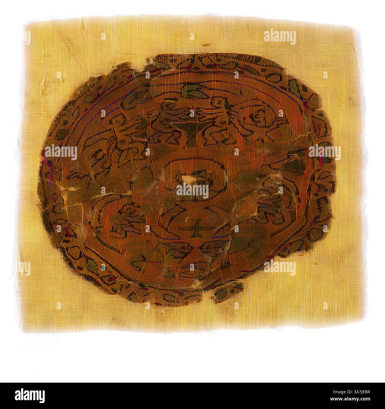 A circular design featuring intricate patterns and figures, possibly ...