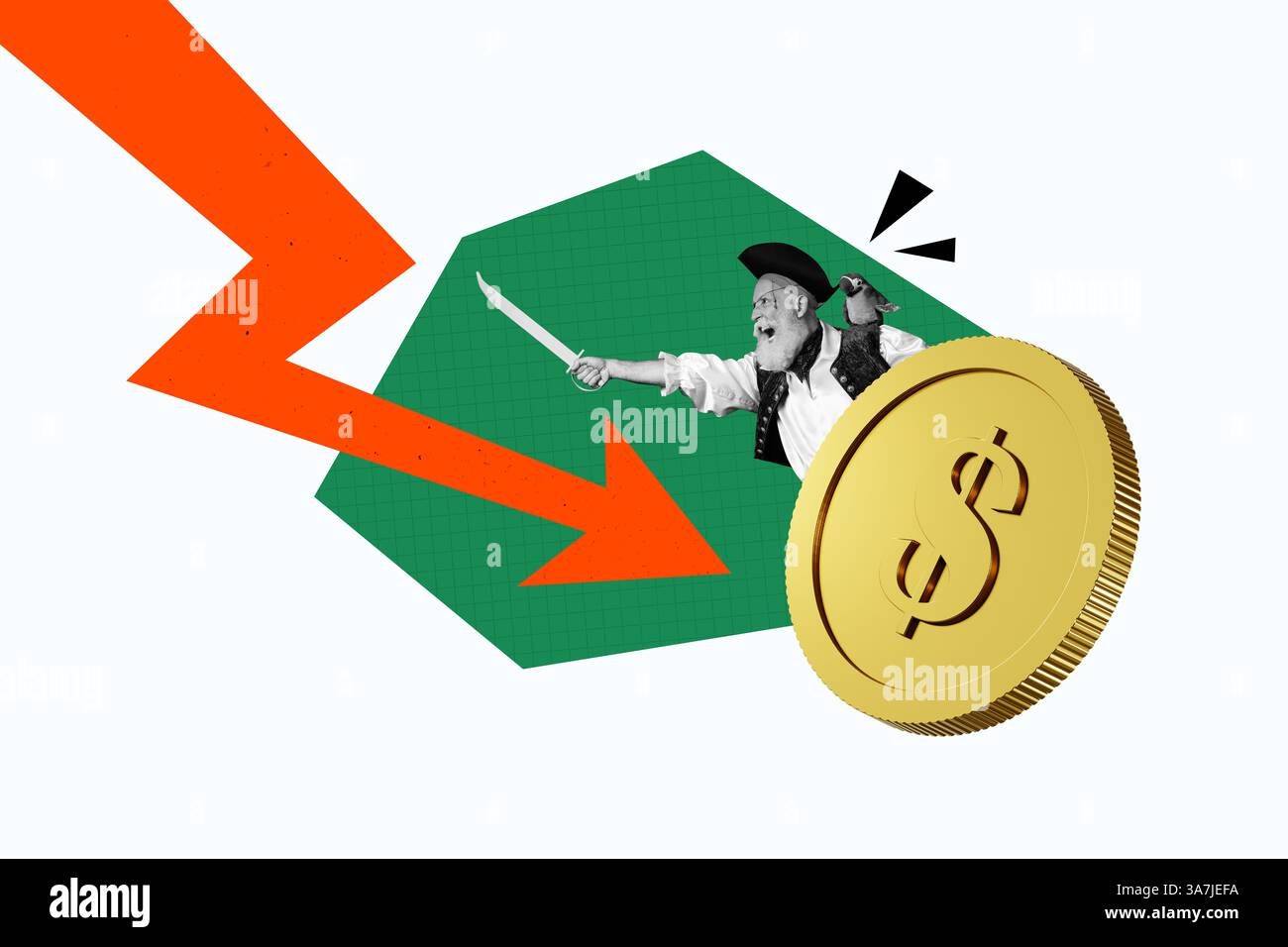 Photo collage template trend artwork sketch of manager worker business ...