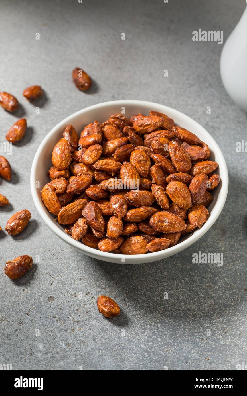 Homemade Caramelized Cinnamon Almonds Ready to Eat Stock Photo - Alamy