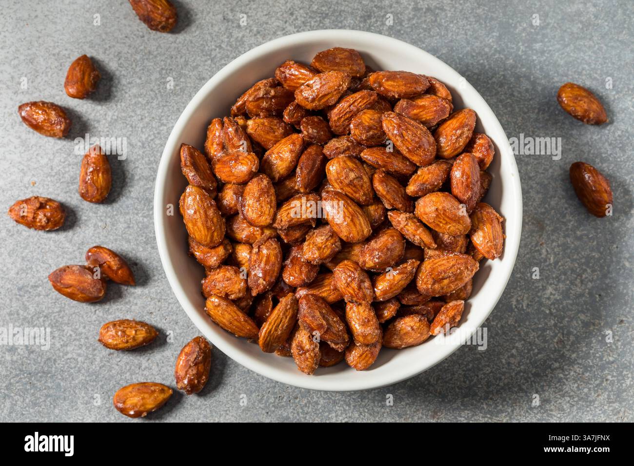 Homemade Caramelized Cinnamon Almonds Ready to Eat Stock Photo - Alamy