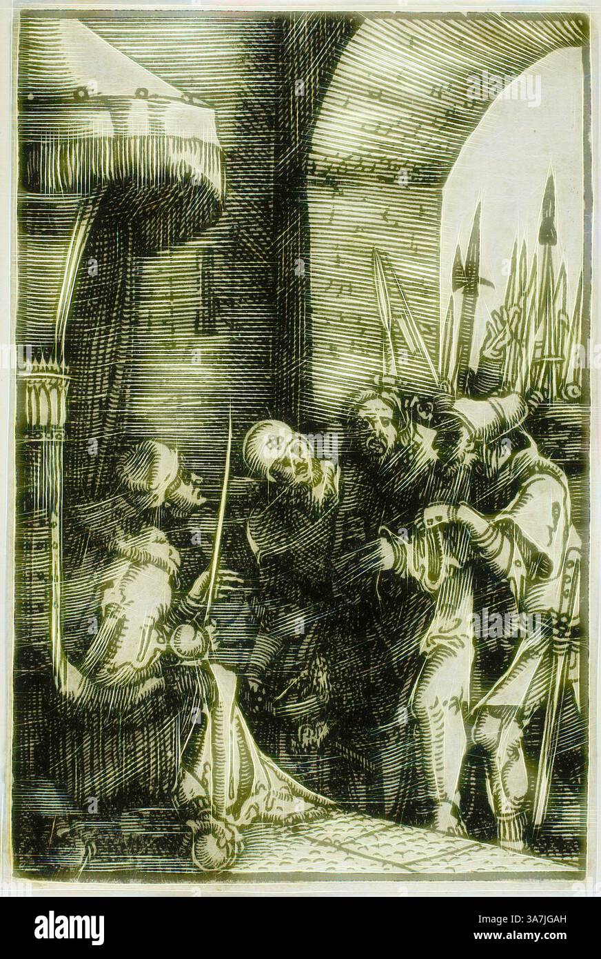 A dramatic scene unfolds as a group of armed figures confront a ...