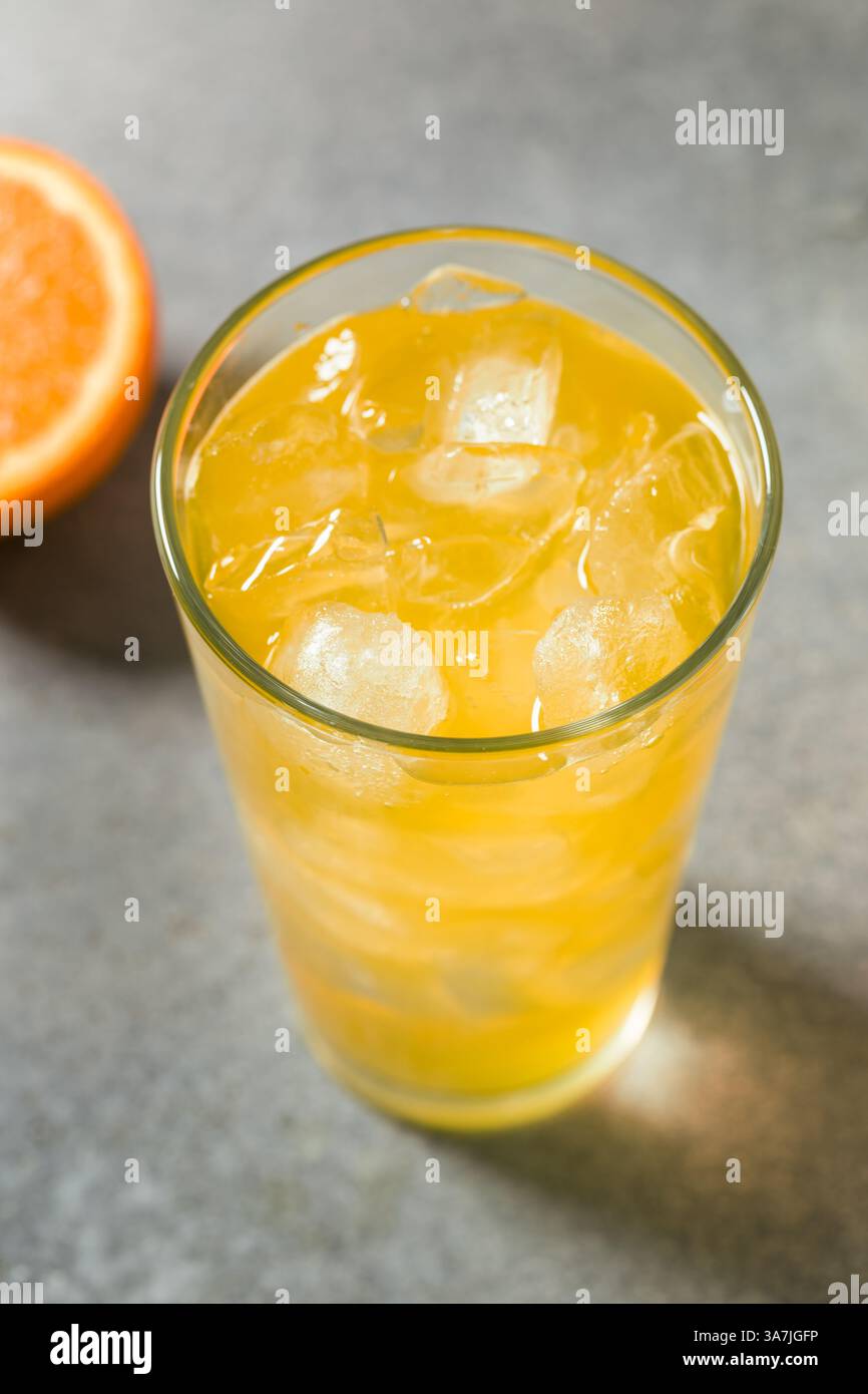 Sweet Bubbly Refreshing Orange Soda in a Glass Stock Photo - Alamy