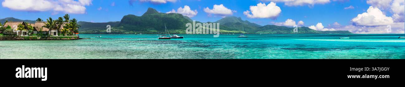 Amazing tropical island scenery. Beautiful Mauritius exotic island ...
