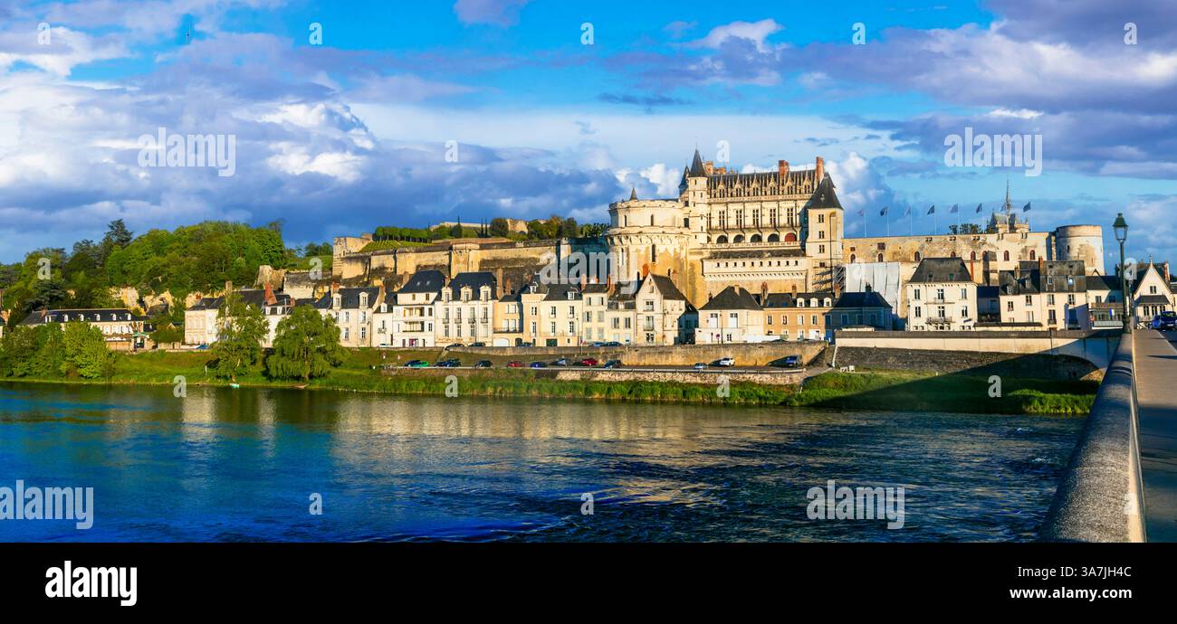 France, Loire valley castles. Great Amboise royal residence. view of ...