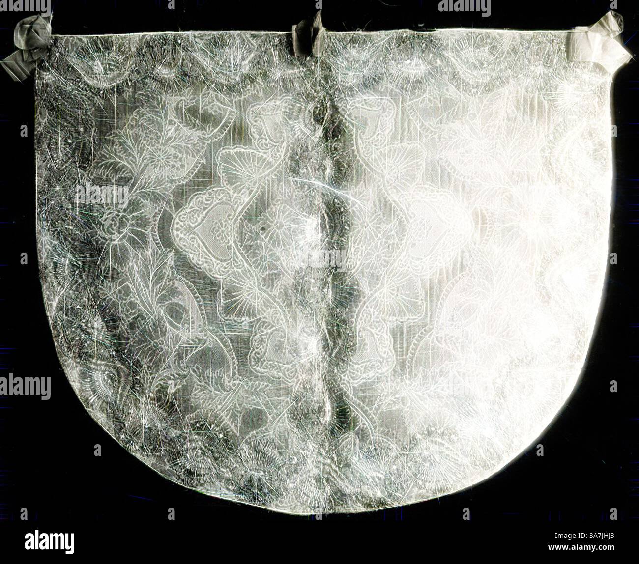 An intricately designed lace garment featuring delicate floral patterns ...