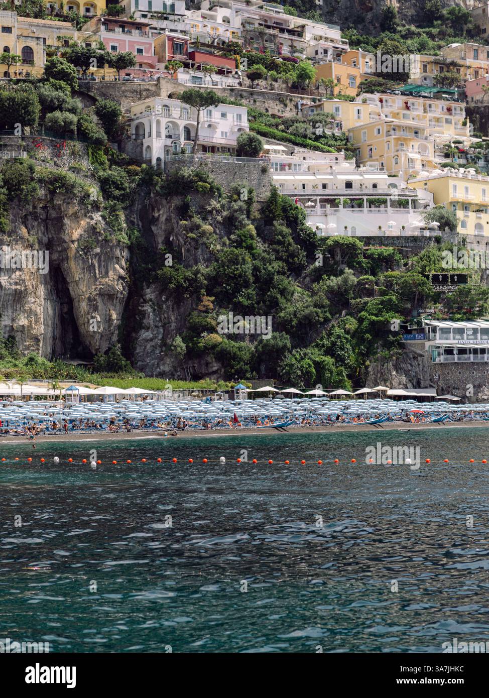 View of the historical town of Positano built on cliffs as seen from ...