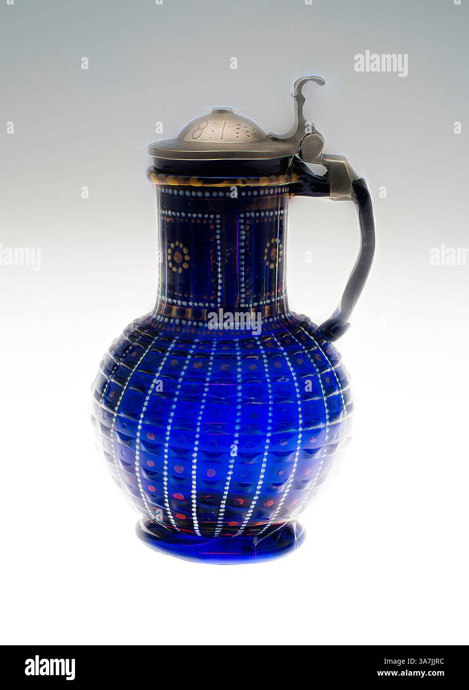 A beautifully crafted ceramic jug with intricate patterns and vibrant ...
