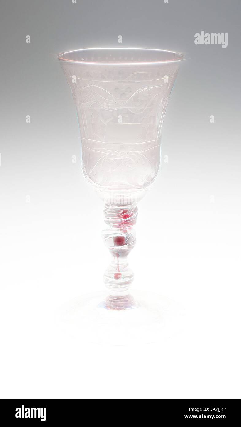 An intricately designed glass goblet with a delicate stem features ...