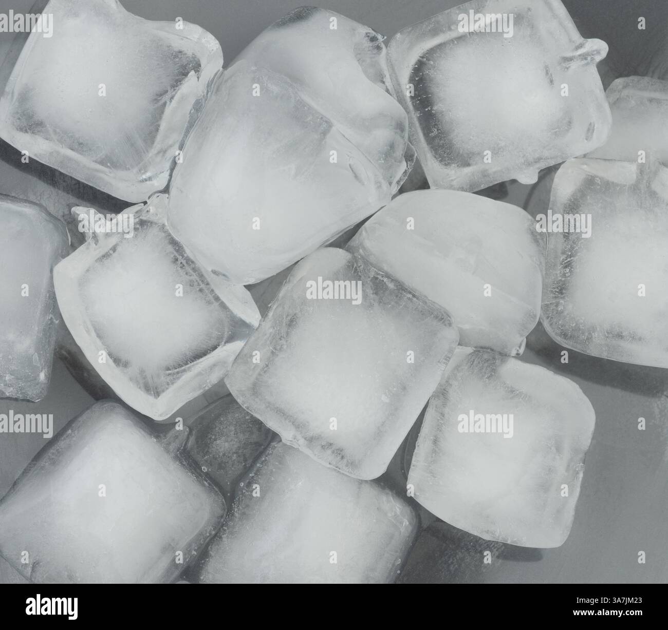 Group of ice cube above top view on gray background Stock Photo - Alamy