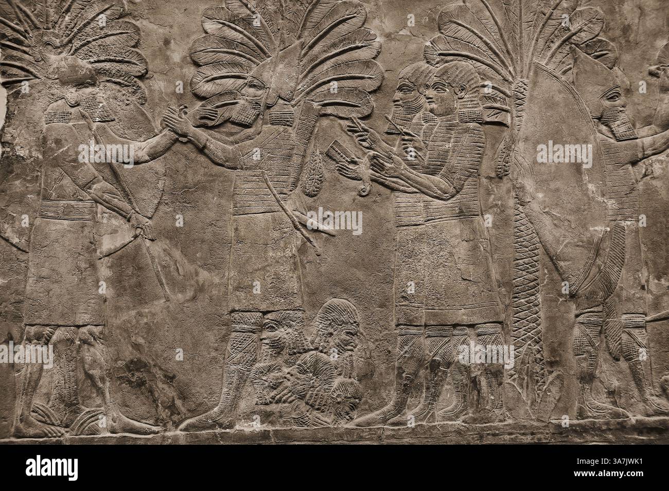 Assyrian bas relief sculpture panel showing Assyrian solders ...