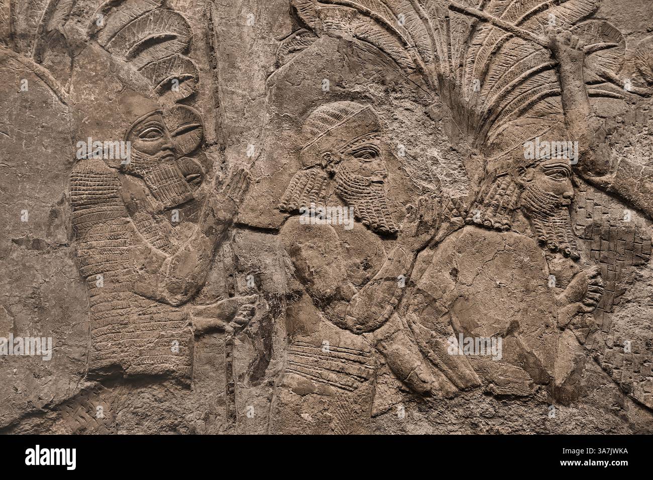 Assyrian bas relief sculpture panel showing Assyrian solders ...